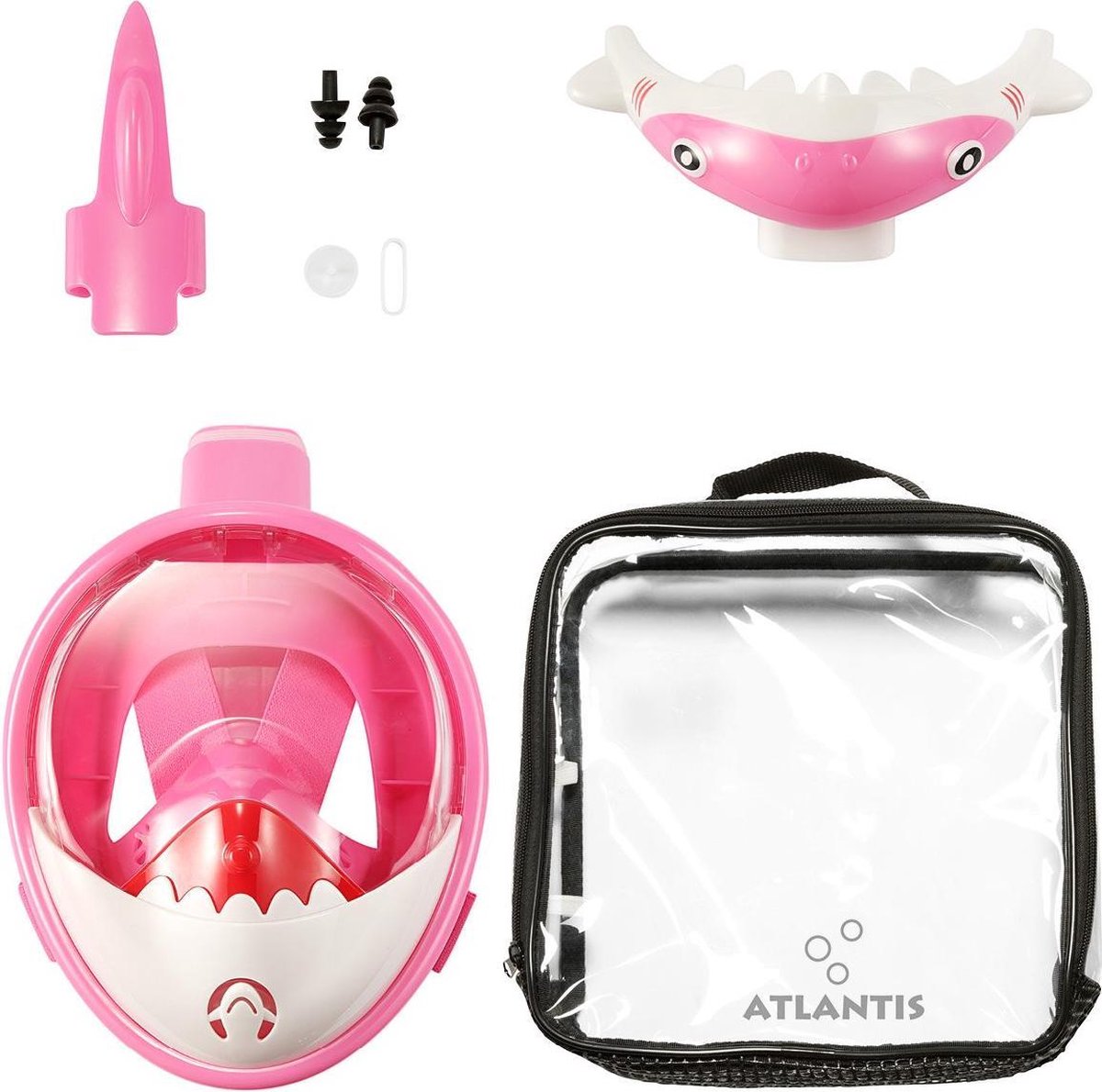 Atlantis Full Face Mask Kids Shark - Snorkelmasker - Kids - Roze | bol.com