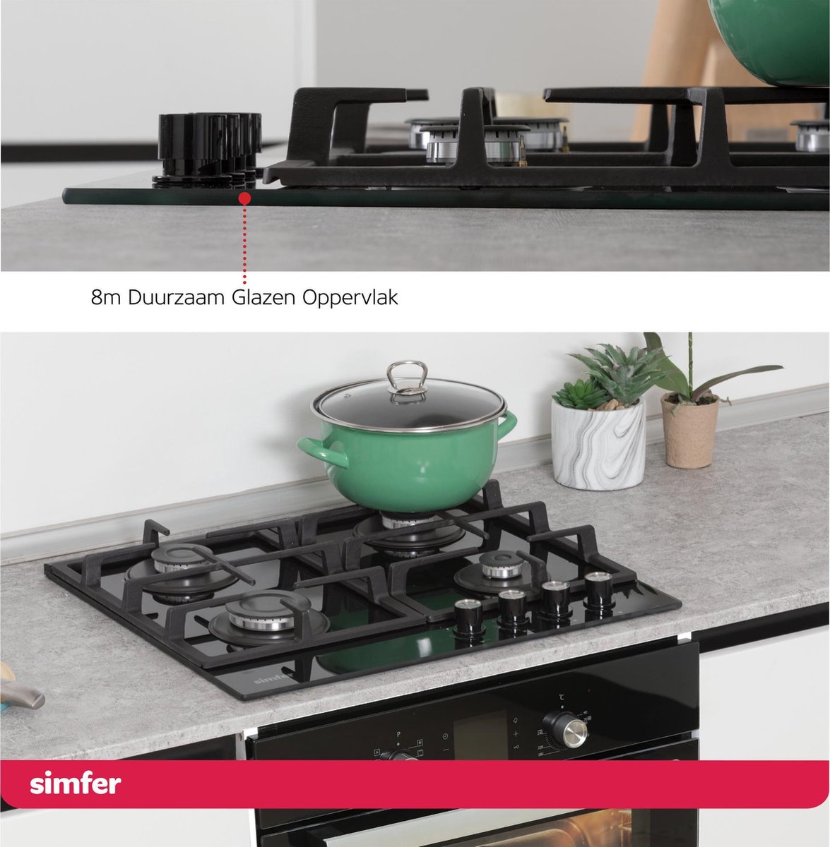 SIMFER BIH 6401 Inbouw Gaskookplaat met 4 kookzones - Ingebouwde glazen kookplaat - 60... | bol.com