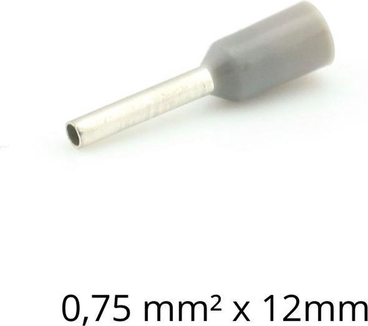 Adereindhuls 0,75 mm² x 12 mm grijs 100 stuks | Ferrule | Draadhuls ...