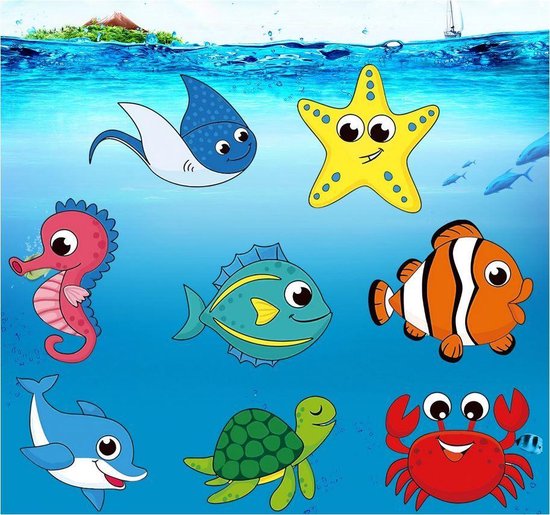 500 stickers op rol vissen en zeedieren 2,5 cm | bol.com