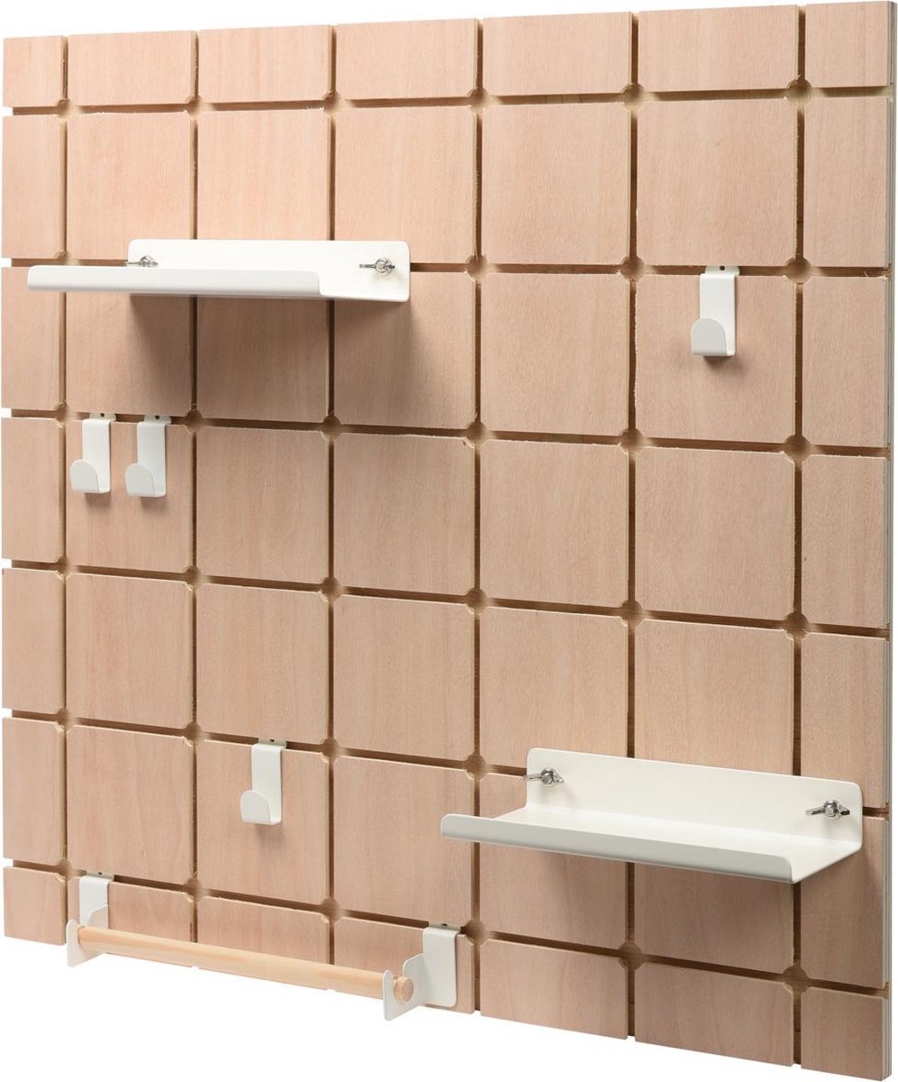 Duraline Ophangbord Hout +Plank+Haak+Rail Wit Metaal 60x60cm | bol.com