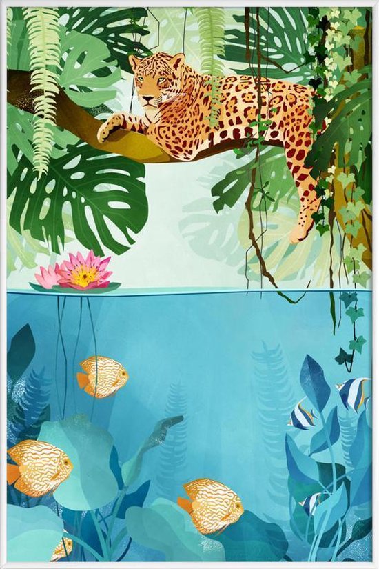 JUNIQE - Poster in kunststof lijst Welkom in de jungle -40x60 /Groen ...