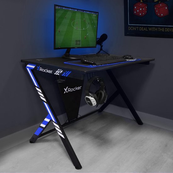 X Rocker Ocelot Gaming Bureau - Esports - Carbon look - Zwart - Blauw ...