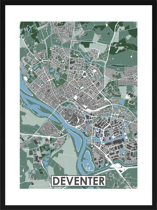Deventer - stadskaart | Inclusief strakke moderne lijst| stadsplattegrond | poster van... | bol.com