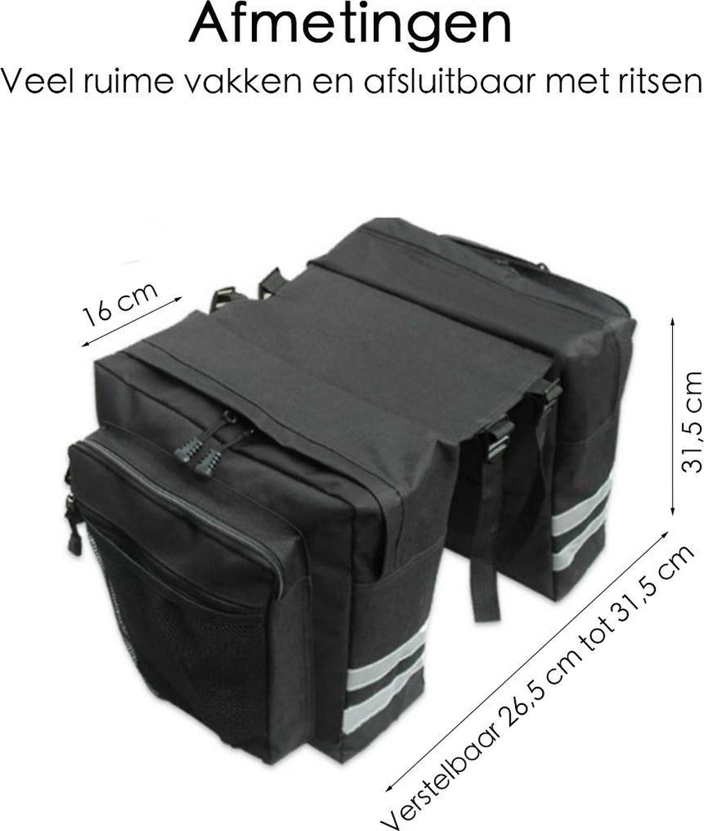Fietstas Zwart - Medium Formaat - 2 Opbergzakken - Veel opbergruimte ...