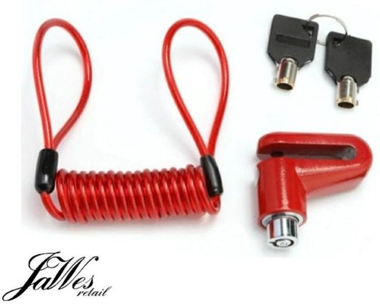 Remschijf slot- Electrische step slot- Fietsslot- Rood- Inclusief kabel ...