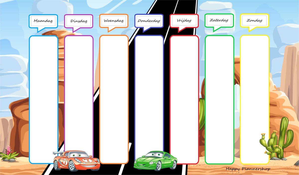 Pakket planbord Auto's - weekplanner Kind - Planbord Kinderen ...