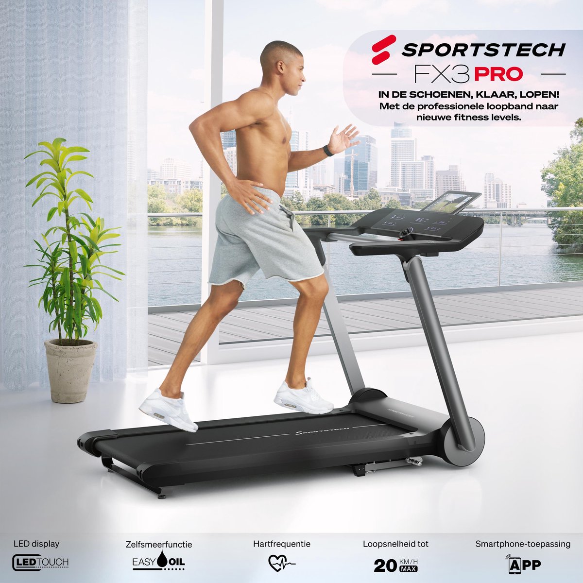 Sportstech FX3 Pro-Design loopband | opklapbaar | polsmeter&borstband ...