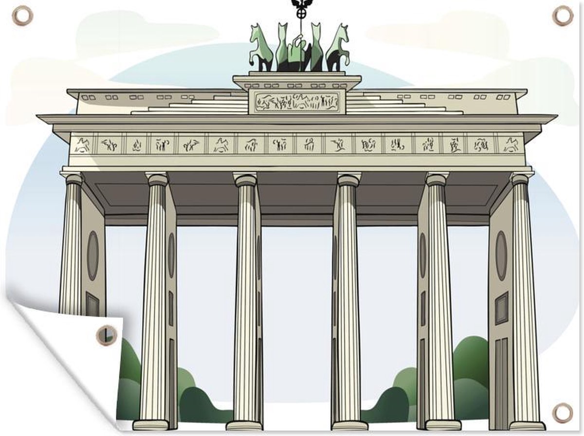 Muurdecoratie buiten tekening van de Brandenburger Tor in Berlijn ...