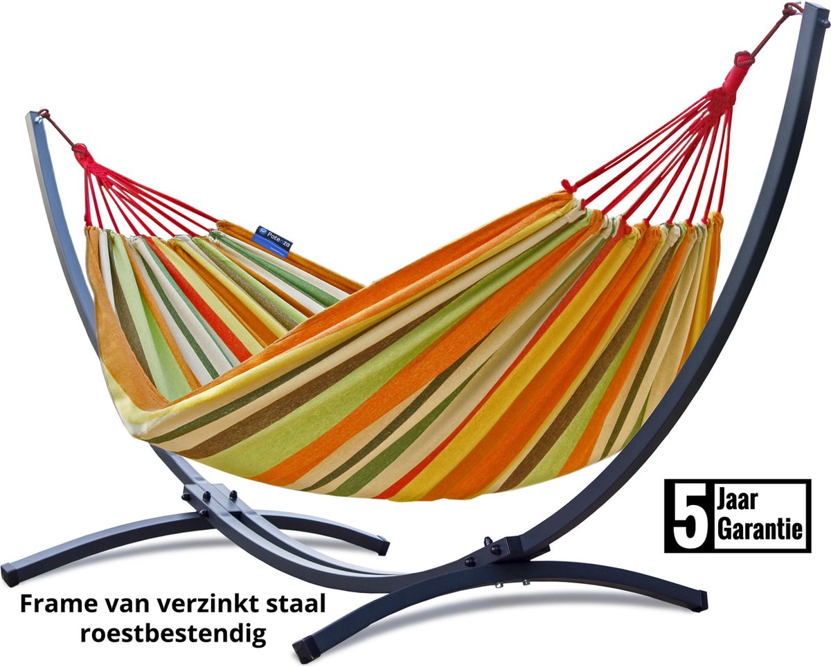 Potenza® Hangmat met standaard – 2 persoons – VERZINKT METALEN frame ...