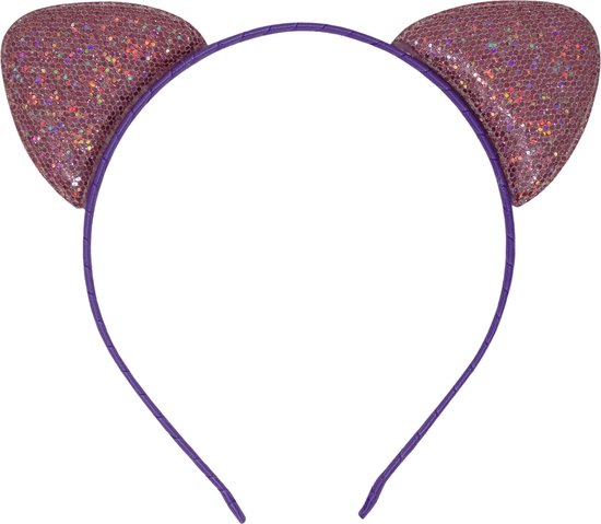 Jessidress Haarband Haar diadeem met katten oren met glitters - Paars ...