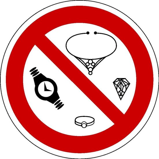 Panneau d'interdiction de Bijoux - plastique 300 mm | bol