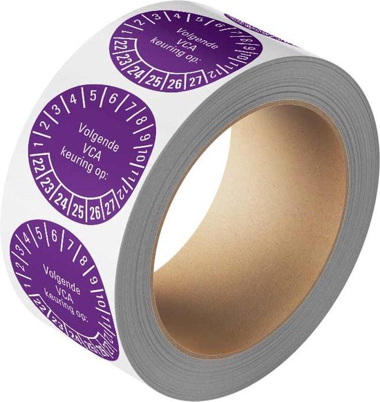 Volgende VCA keuring op sticker 22-27, op rol 20 mm - 1150 per rol ...