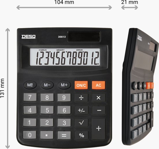 DESQ® | Bureau Rekenmachine | 12 Cijfers| Compact | Heavy Duty | bol