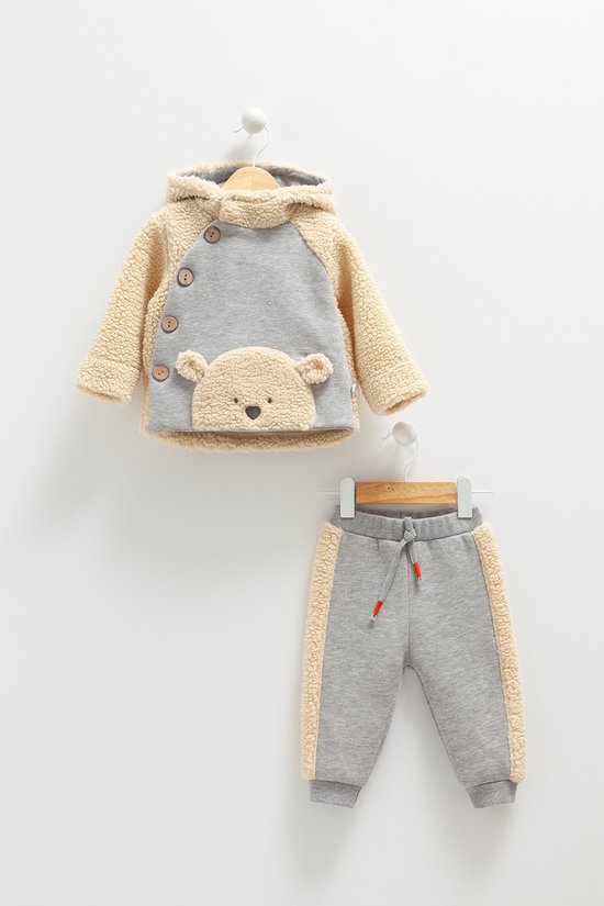 Caramell Beren Huispak Grijs Melange - Capuchon - maat 62-68 - 3-6 mnd ...