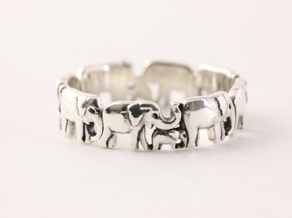 Fijne zilveren olifanten ring - maat 17 | bol.com