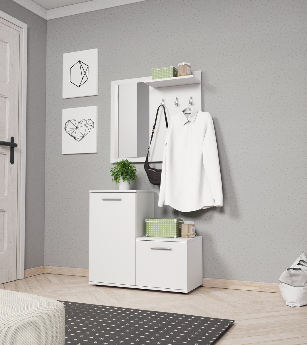 InspireMe- Kledingkast Hal garderobekast Compacte garderobe halkast ...