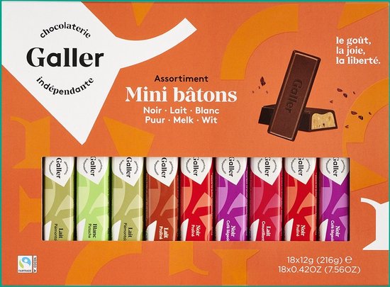 Galler Mini bâtons puur-melk-wit assortiment 18stuks x 12g | bol.com
