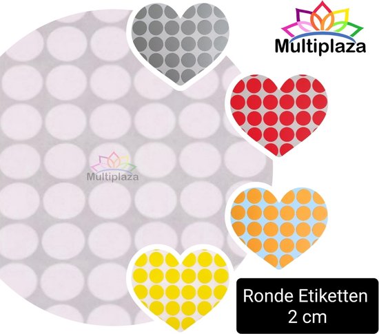 Ronde stickers etiketten Multiplaza 5 kleuren 20mm -10 x 54 etiketten ...