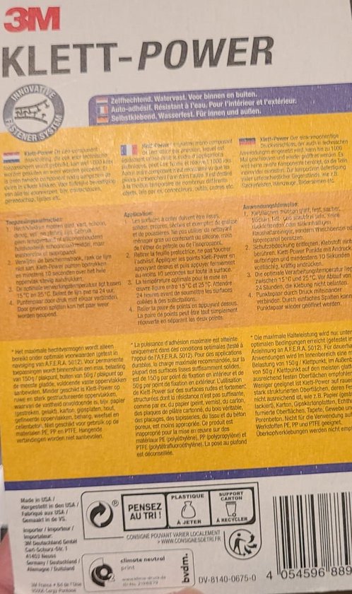 3M KLETT-POWER - Zelfklevend - Ronde vorm - Extra Sterk - Watervast ...