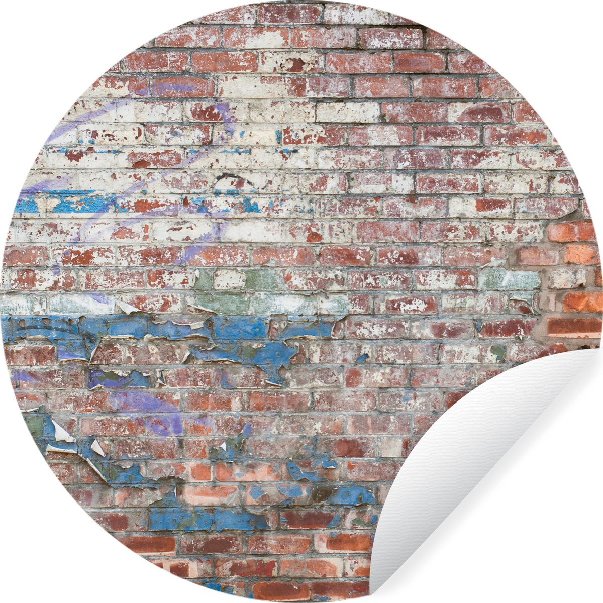 Behangcirkel - Baksteen - Street Art - Muur - 140x140 cm - Muurcirkel ...