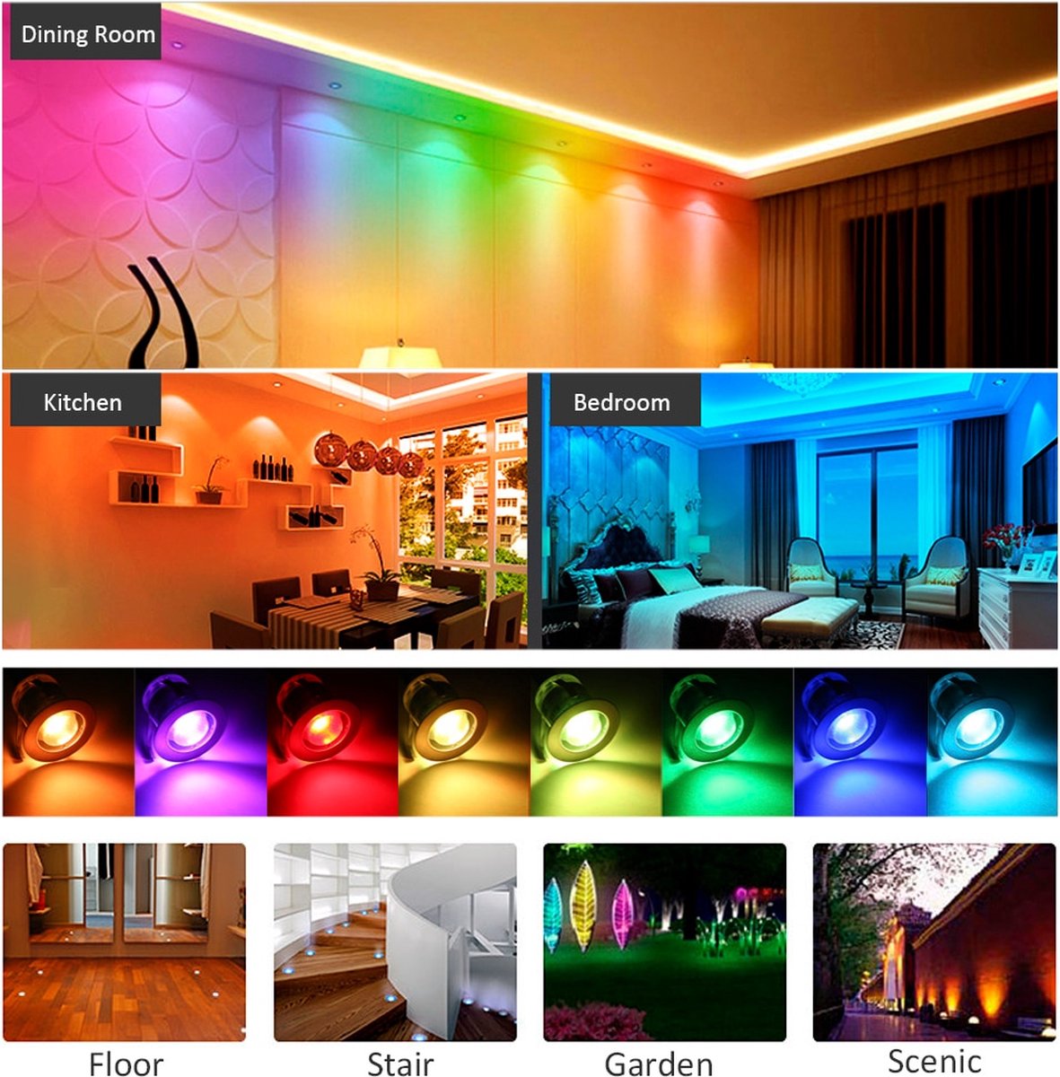 TBG™ LED Dekverlichting - 16 Kleuren - 10 STKS - met Afstandsbediening ...