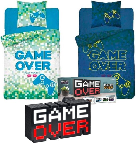 Dekbedovertrek Game Over- Glow in the Dark- 140x200- 1persoons-Katoen ...