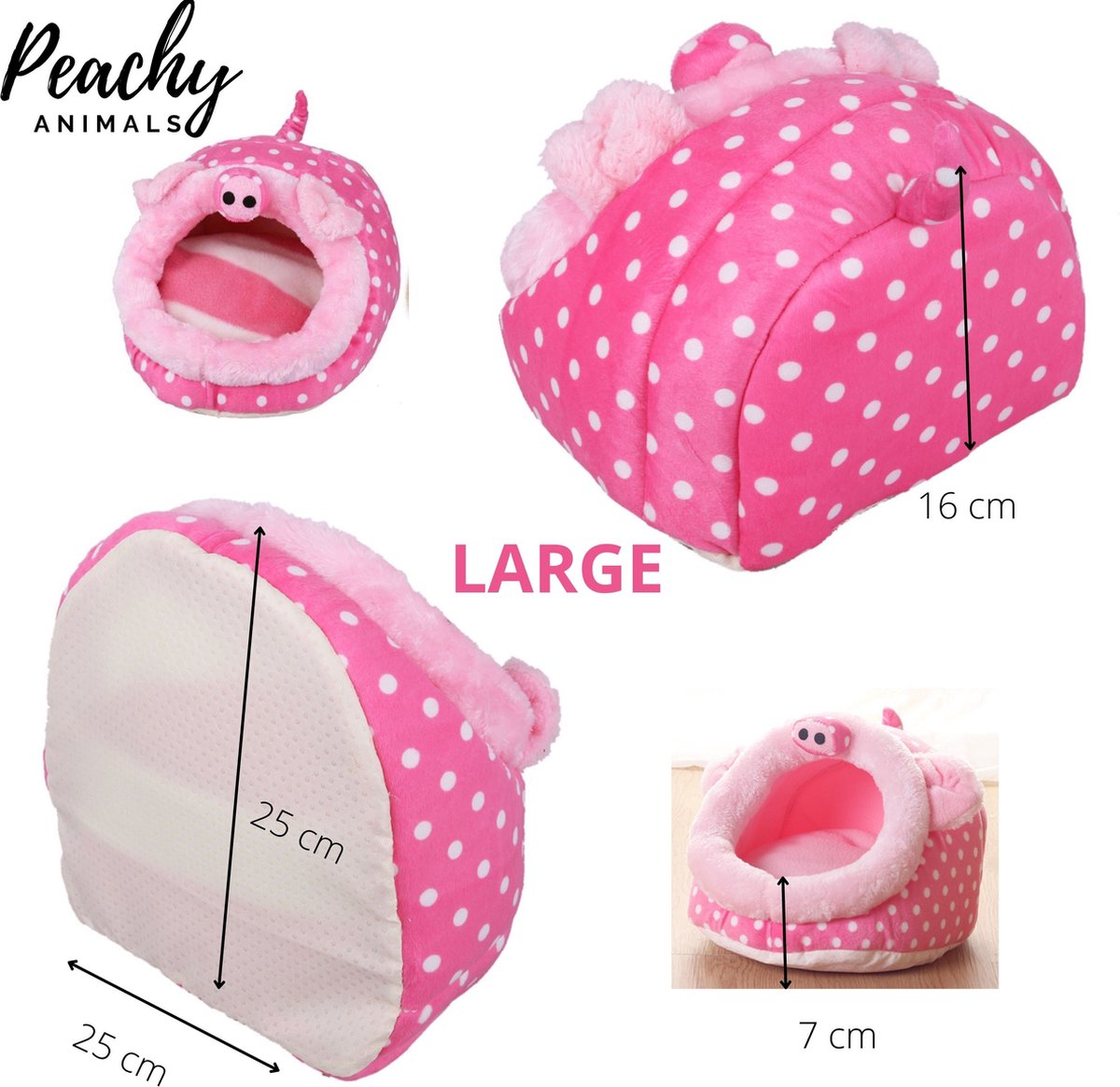 PEACHY® Animals - Cavia Huisje - Large- Roze - Dekentje - Bedje - Cavia ...