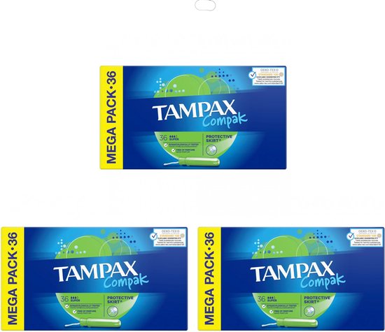 Tampax Compak Tampons Super Absorptie Met Inbrenghuls - Multi Pack - 3 ...