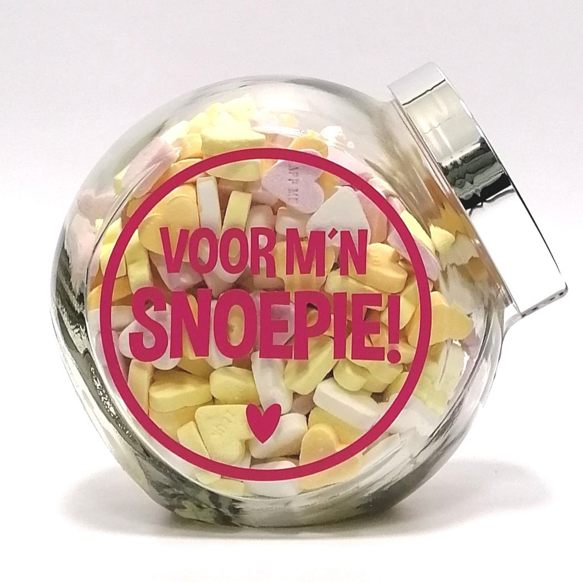 Snoeppot, gevuld met snoephartjes "voor m'n snoepie" - valentijn ...