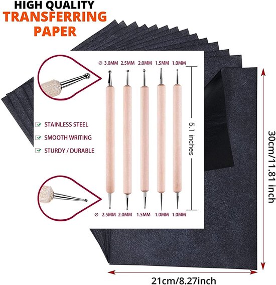 A4 Carbonpapier - 120 stuks - met 5 Overtrekpennen - Zwart ...