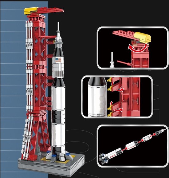 Saturn-V Rocket Bouwpakket - 425 Bouwstenen - Raket - Space Shuttles ...
