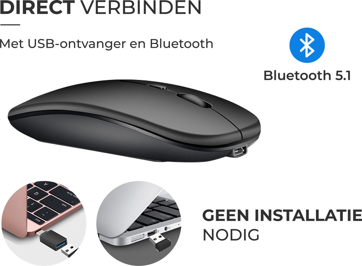 Nuvance - Draadloze LED Bluetooth Muis - Ergonomisch - RGB - Laptop en ...