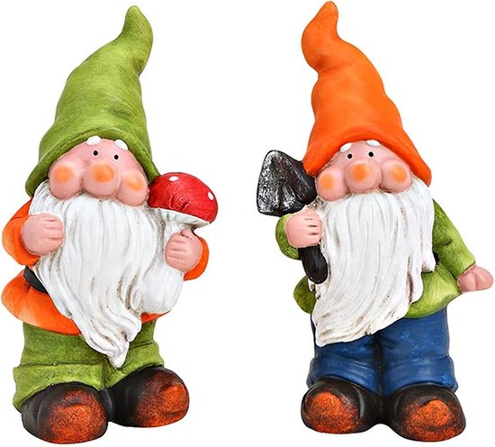 Kabouter - Tuinkabouter - Tuindecoratie - Set van 2 vrolijke ...