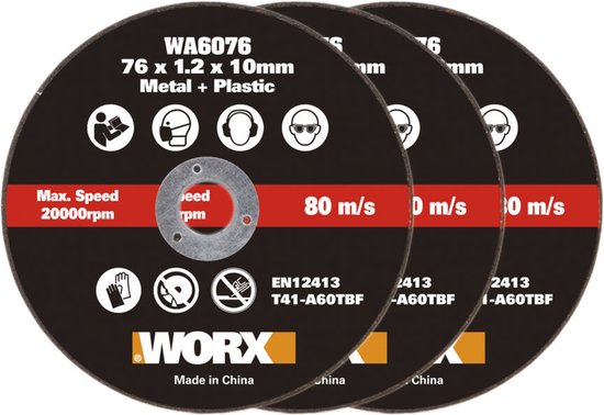 WORX Slijpschijf WA6076 Ø 76 mm voor metaal en plastic, 3 stuks | bol