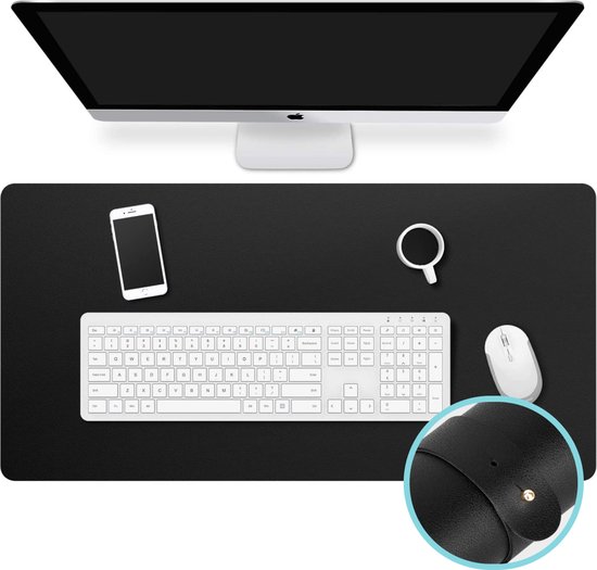 Voomy XXL Muismat - Bureau Onderlegger - PU Leer - 80x40 - Zwart | bol
