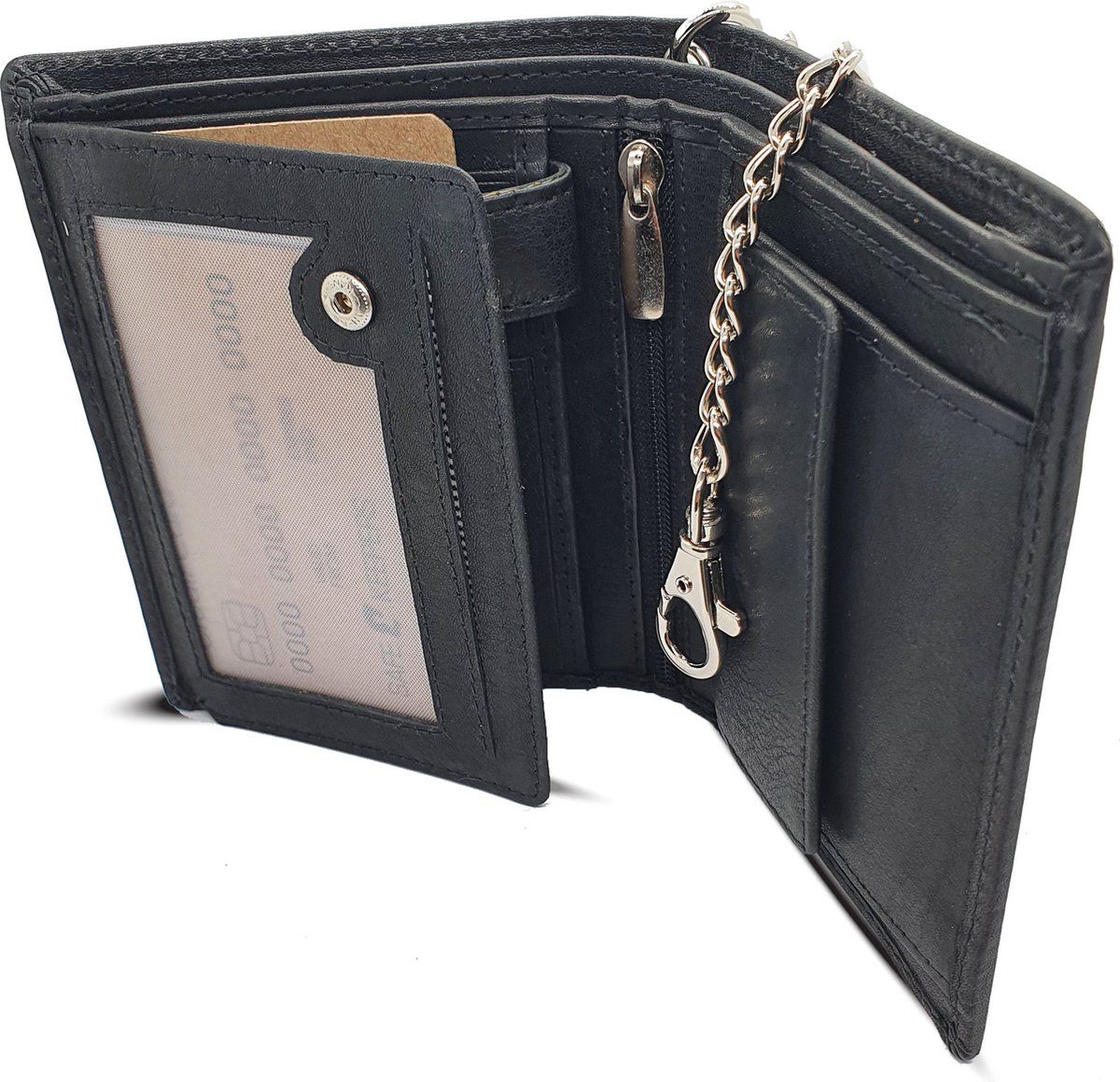 SK Portemonnee met ketting - Staand model - RFID - Leer | bol.com