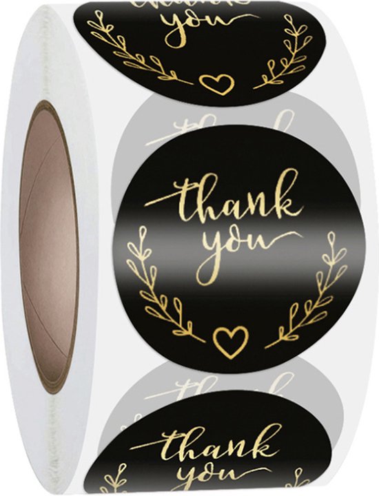 Thank You stickers 50! stuks! 3,8 cm - XL - Hartje - Zwart Goud - Sluitstickers -... | bol