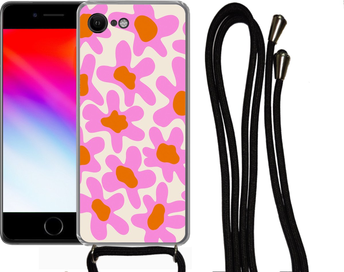 Coque avec cordon iPhone 8 - Bloem - Rose - Motifs - Siliconen ...