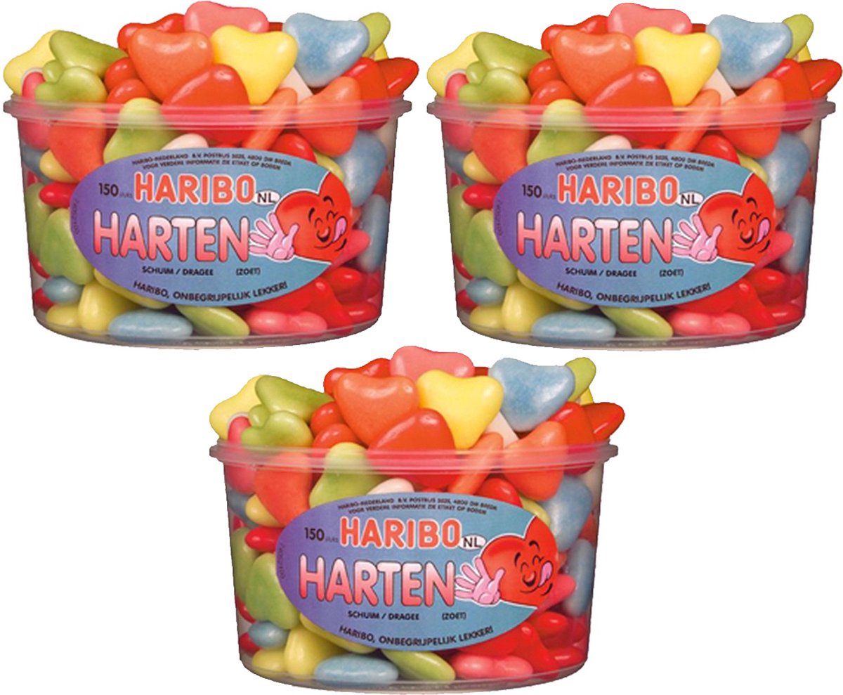 3 silo's Haribo Harten á 150 stuks - Voordeelverpakking Snoepgoed | bol.com