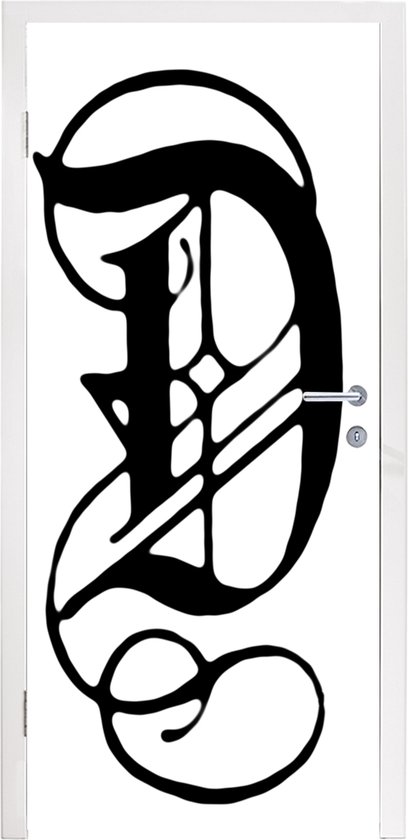 Deursticker Een sierlijke tekening van de letter D - 80x215 cm ...