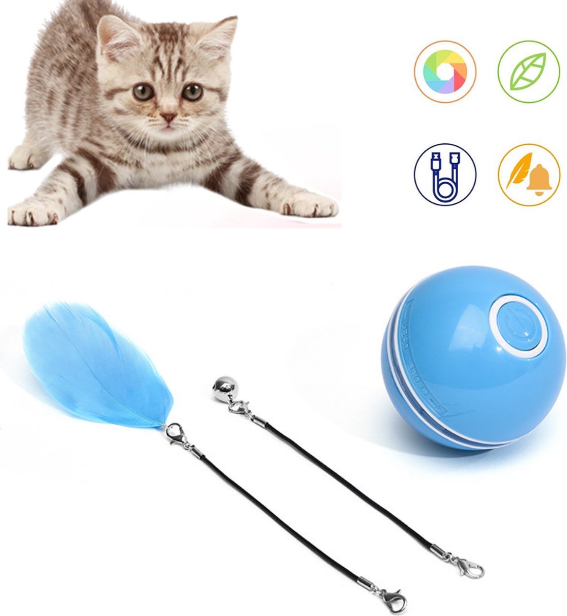 Labi - Speelgoed Kat/Hond - Interactief Rollende Bal - USB - Blauw ...