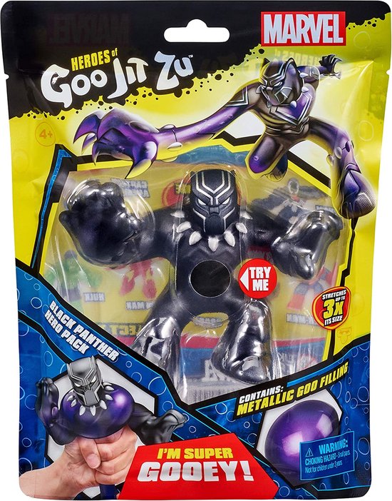 Heroes of Goo Jit Zu Marvel Black Panther Super Stretch + Marvel ...