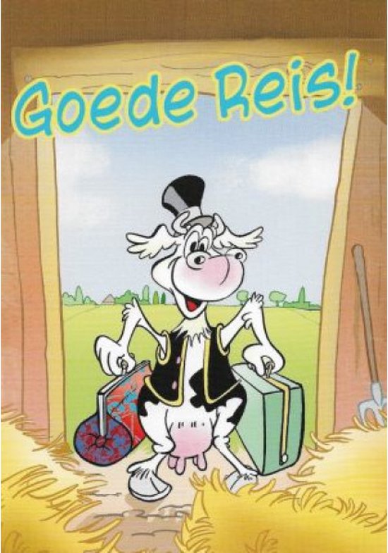 Goede reis! Een grappige wenskaart waarbij de koffers al zijn gepakt ...