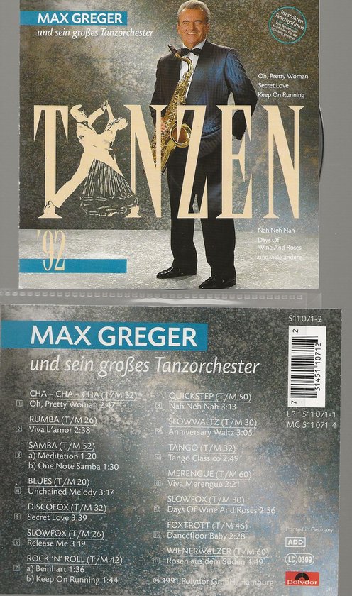 Tanzen '92, Max Greger | CD (album) | Muziek | bol.com