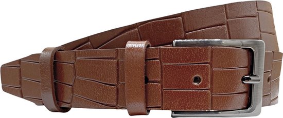 Cognac Leren Riem Van 3 cm Breed Met Kroko Print – Dames Riem of Heren ...