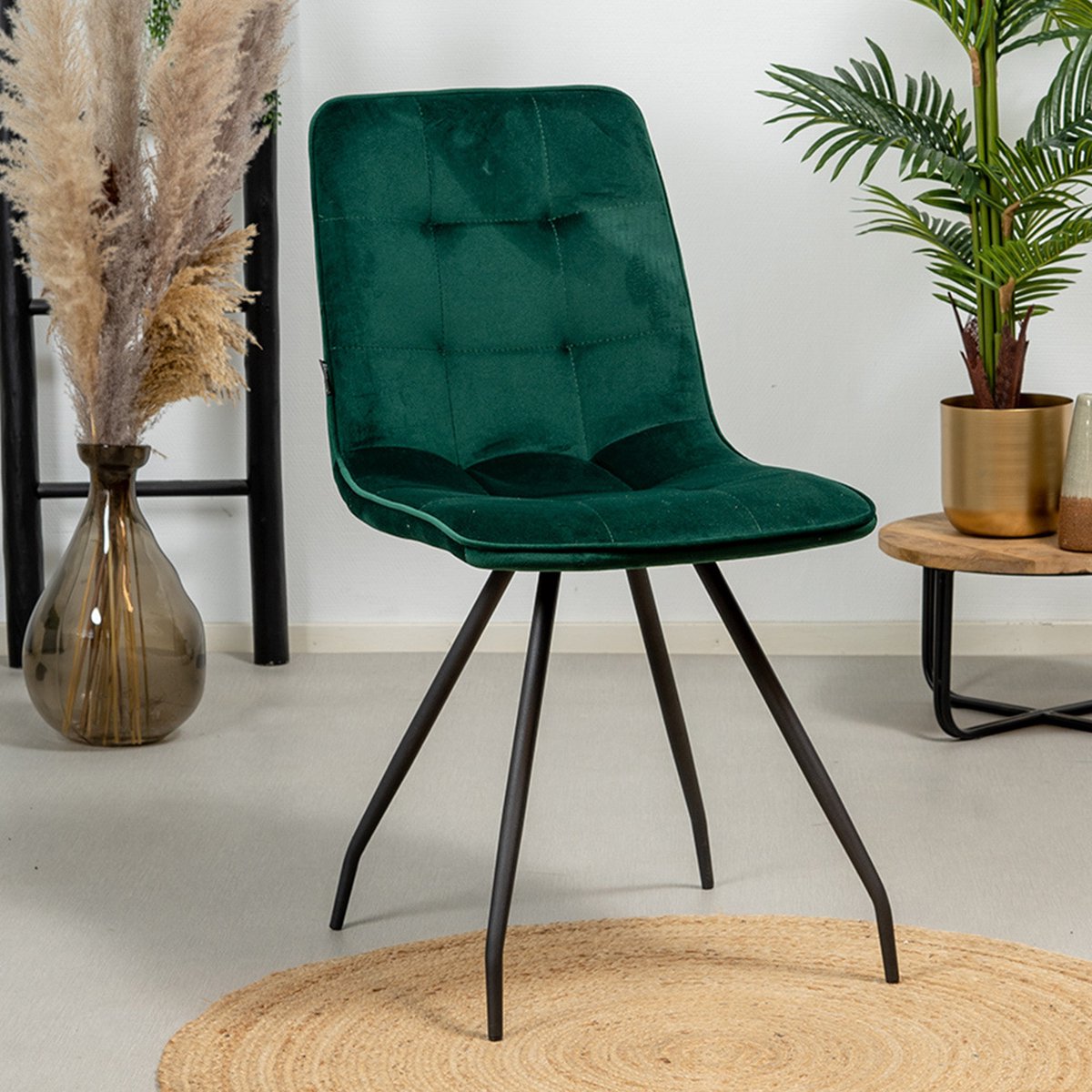 Bronx71® Eetkamerstoel velvet Lisa groen - Eetkamerstoelen zonder ...