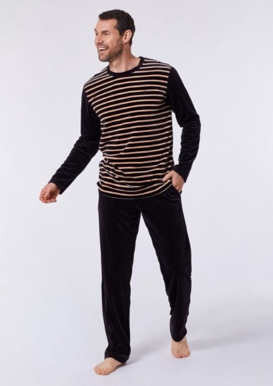 Woody pyjama jongens/heren - bruin-beige gestreept - 212-1-MRL-V/934 ...