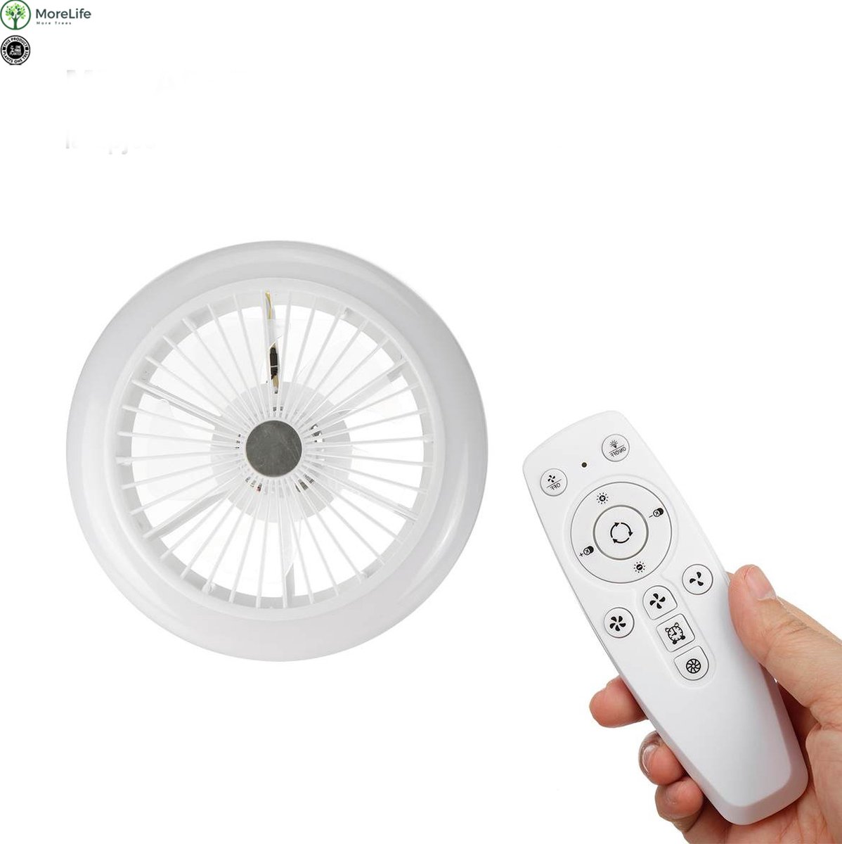 MoreLife LED-plafond lamp ventilator met afstandsbediening - 4 kleuren ...