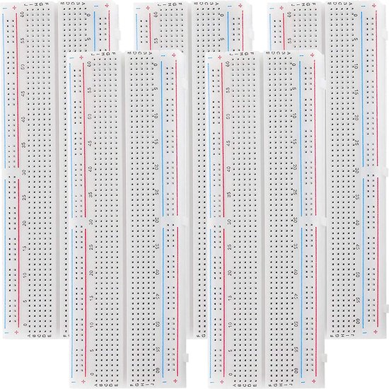 AZDelivery 5 x MB-102 Breadboard avec 830 contacts Compatible Arduino Comprend un E-Book ! | bol